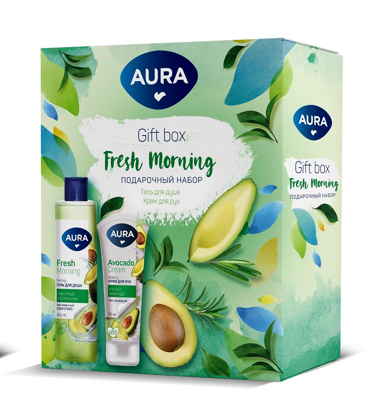 AURA Подарочный набор Fresh Morning Гель для душа Авокадо и розмарин ...