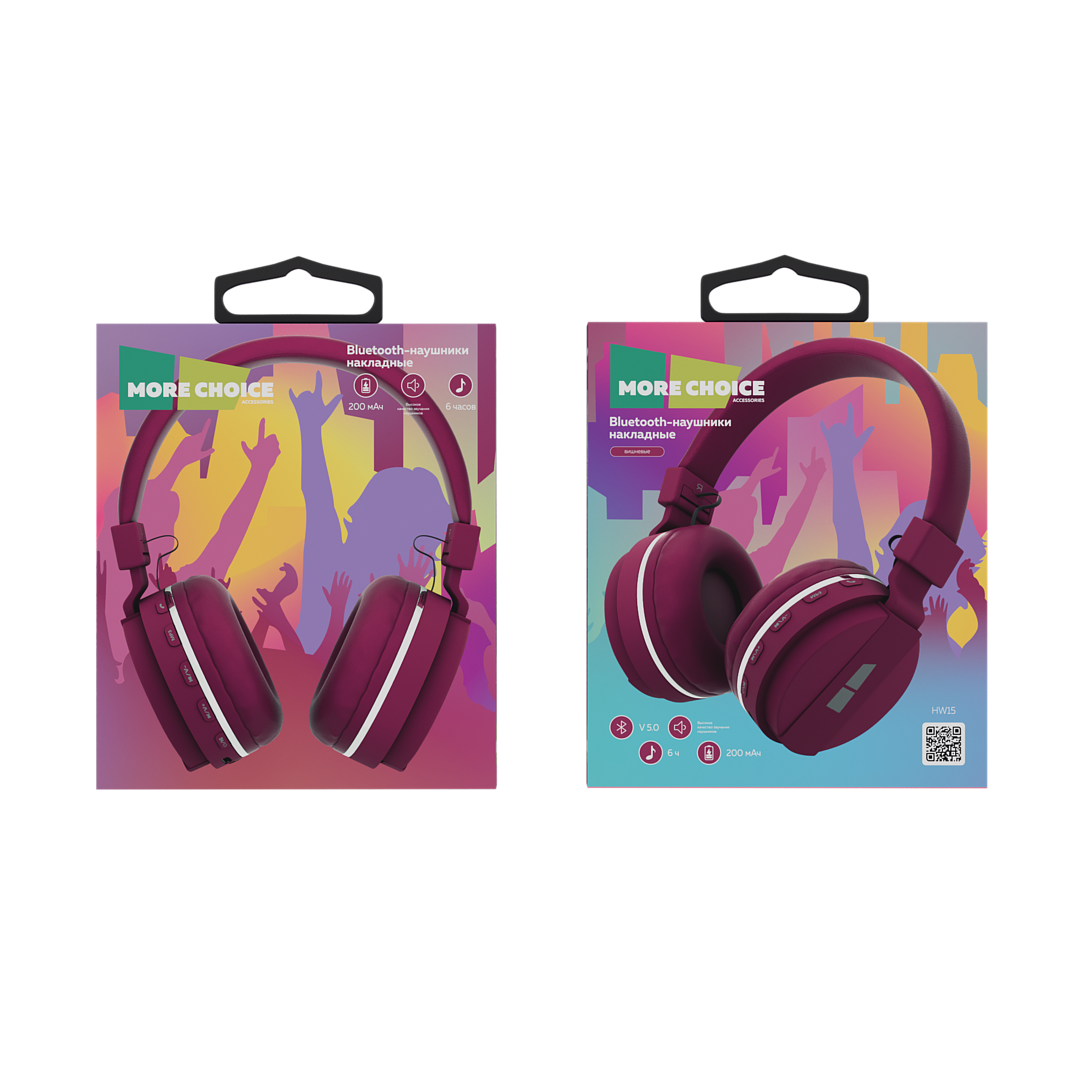 Bluetooth-наушники накладные 5.0 200mAh More choice HW15 Cherry ...