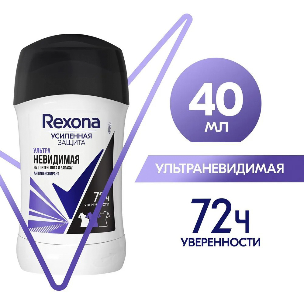 Дезодорант-стик женский Rexona Ультраневидимая, 40мл - купить в ...