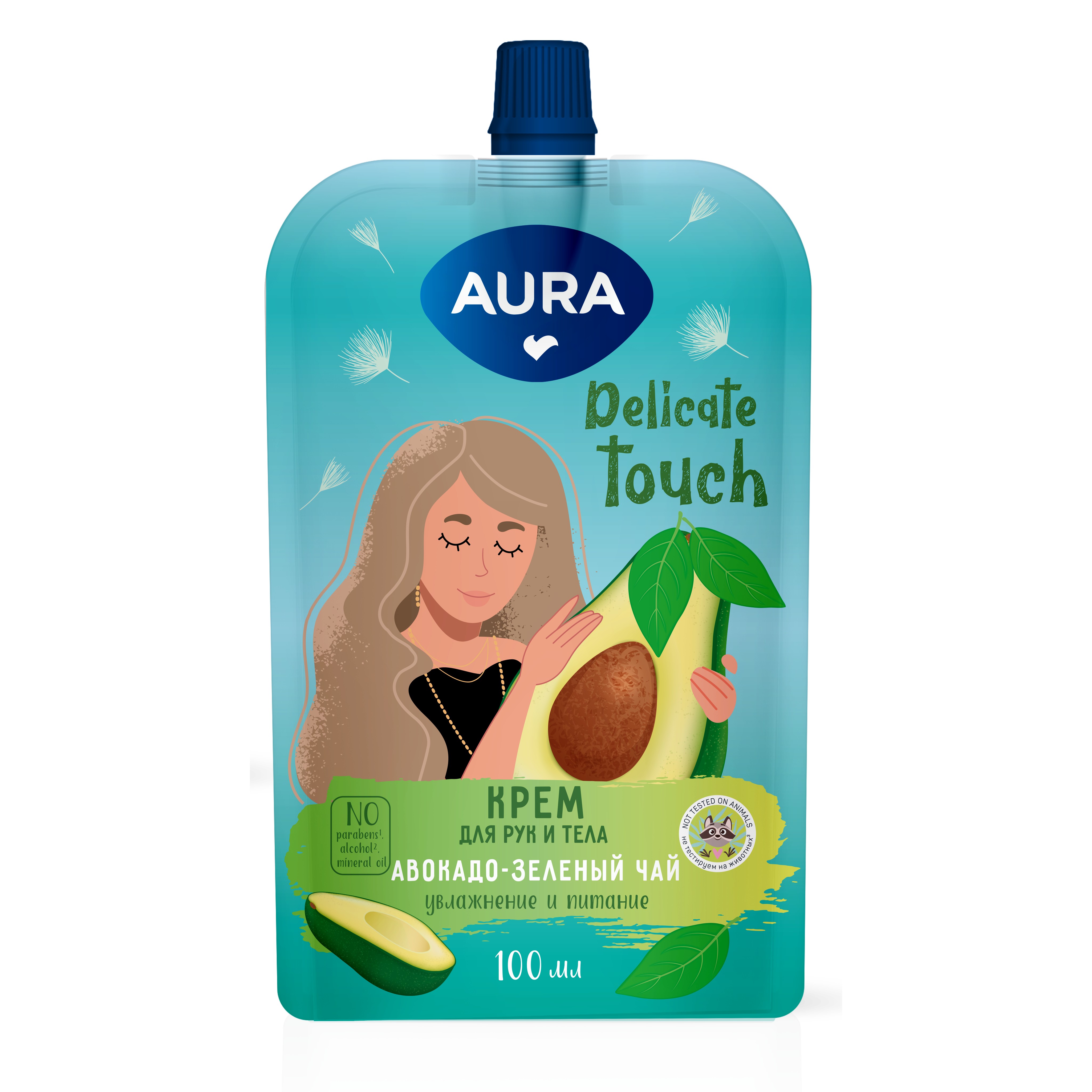 Крем для рук и тела Aura Delicate Touch Авокадо-Зелёный чай, увлажнение ...