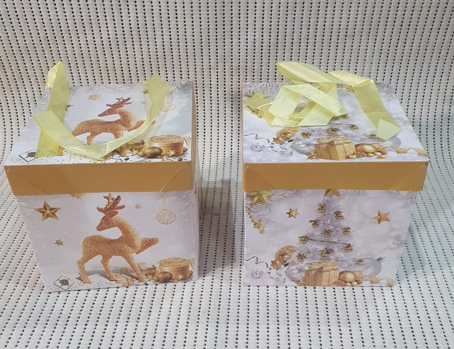 Коробка КВАДРАТ 15*15*15см белый/золото Новый год - купить в интернет ...