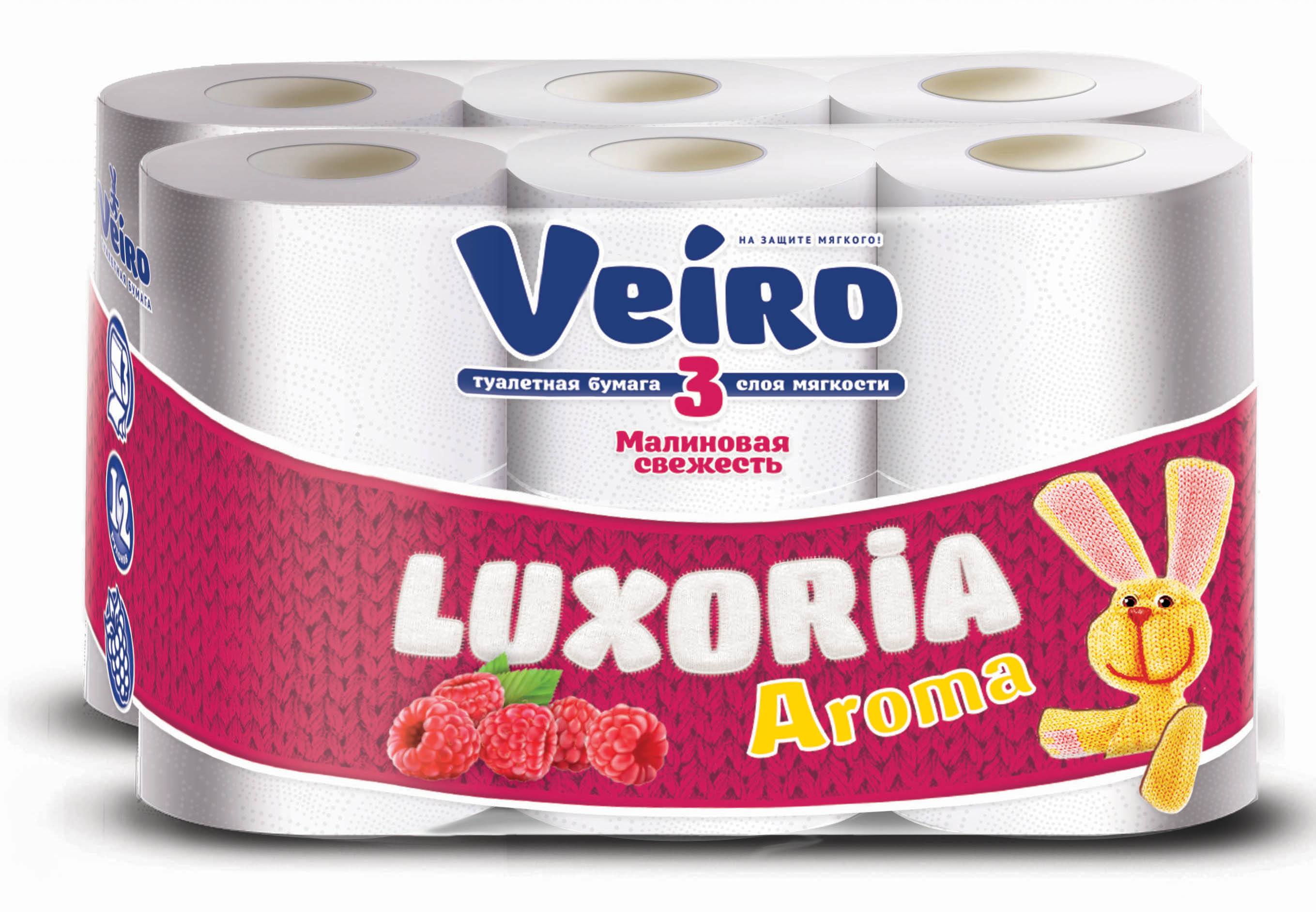 Бумага туалетная Veiro Luxoria, 3-сл., 12 рул., малина - купить в ...