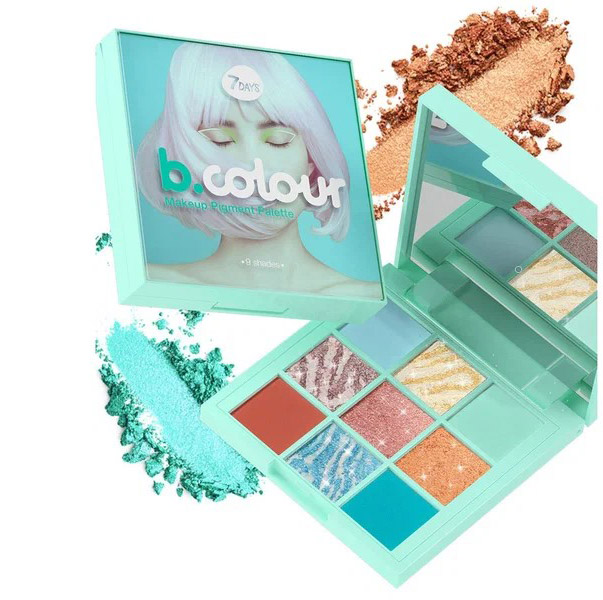 Палетка пигментов для век 7Days B.Colour, 02 Pistachio Cake, 9 цветов ...