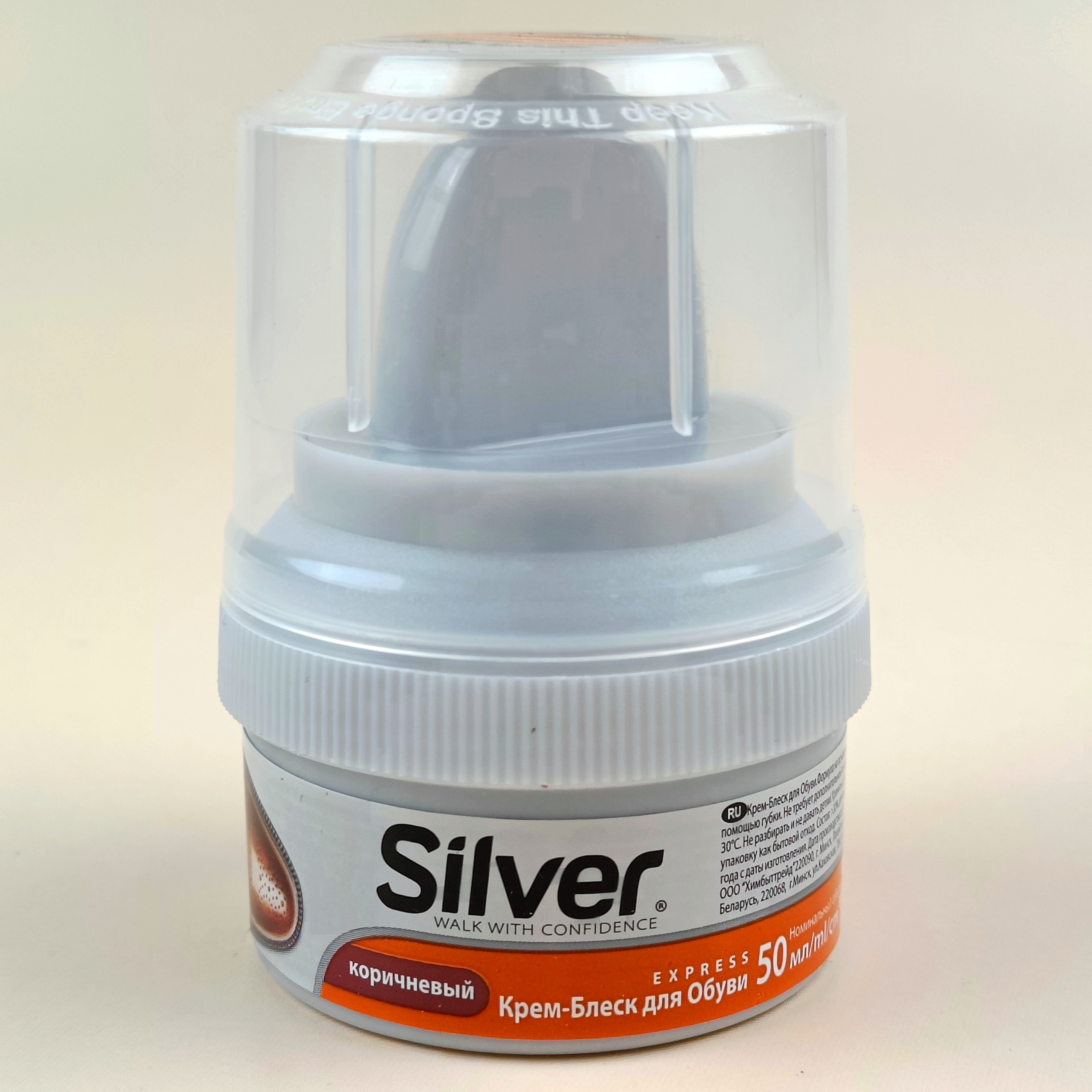 Крем для обуви Silver коричневый, в банке, с губкой, 60 мл - купить в ...