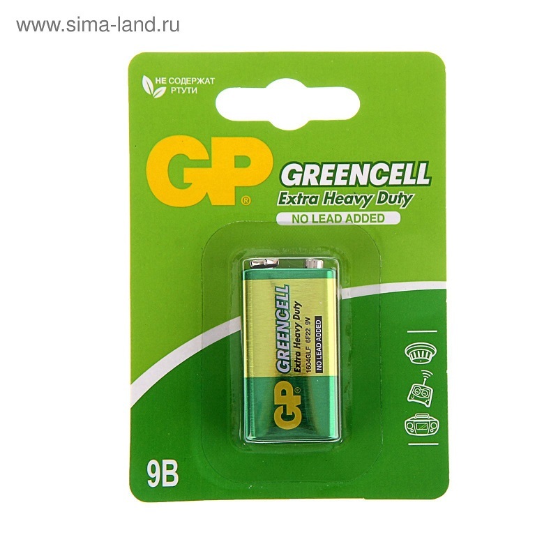 Батарейка GP 6F22 Green Cell BL-1 1шт - купить в интернет-магазине Novex