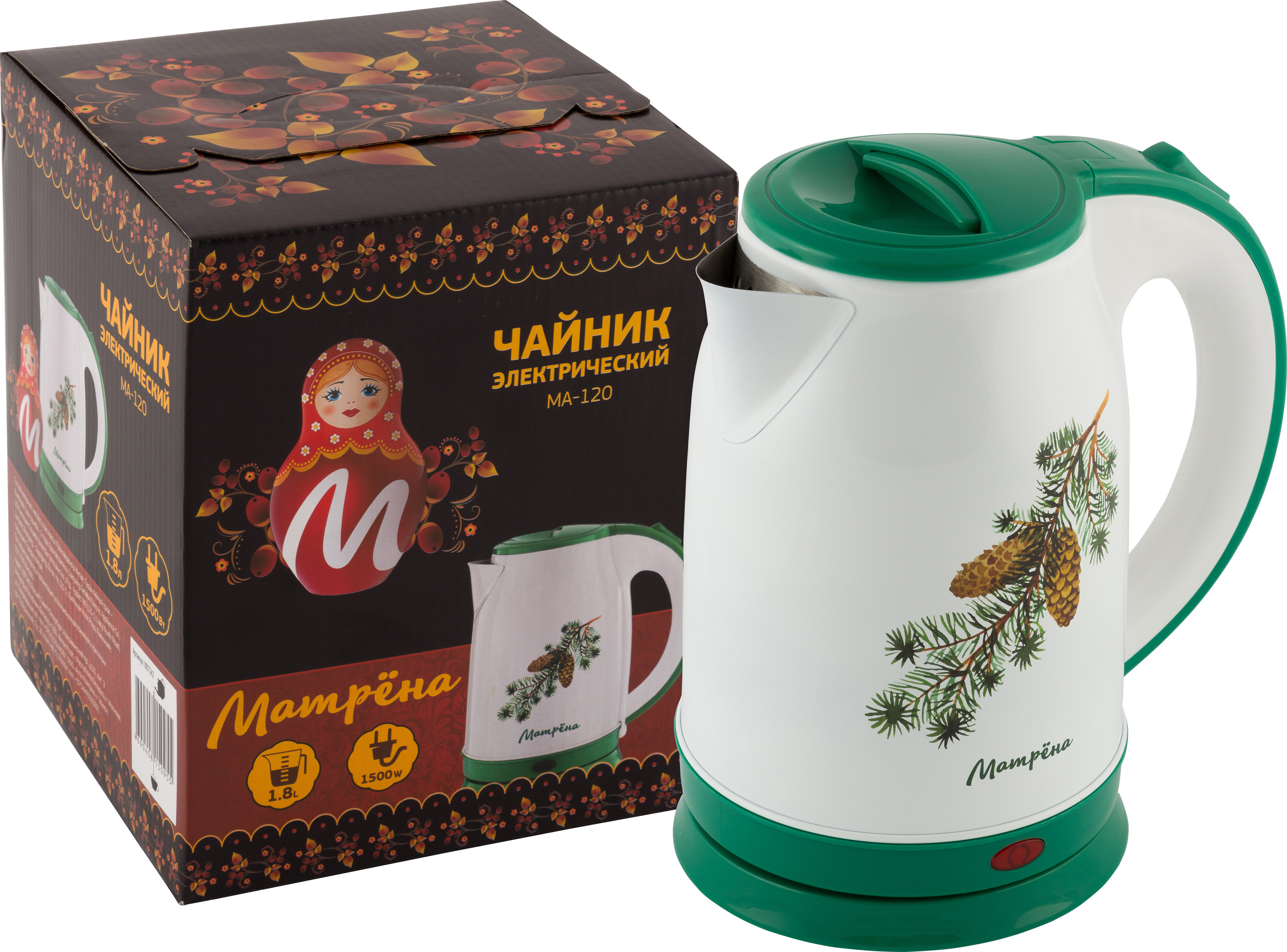 Эл. Чайник Матрёна МА-120 1.8л стальн ель с шишками - купить в интернет ...