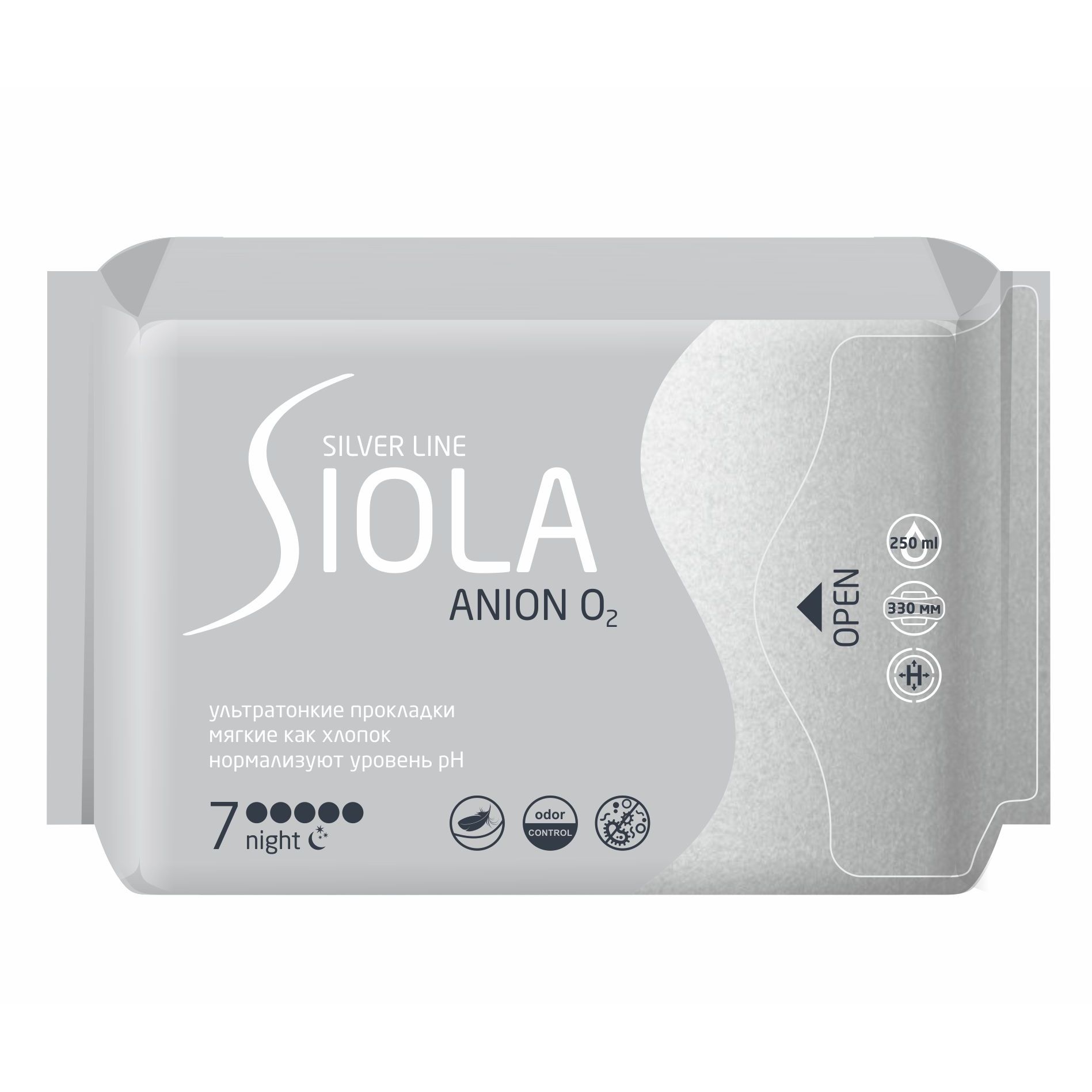 Прокладки гигиенические ночные Siola Silver line Anion O2, 7шт - купить ...