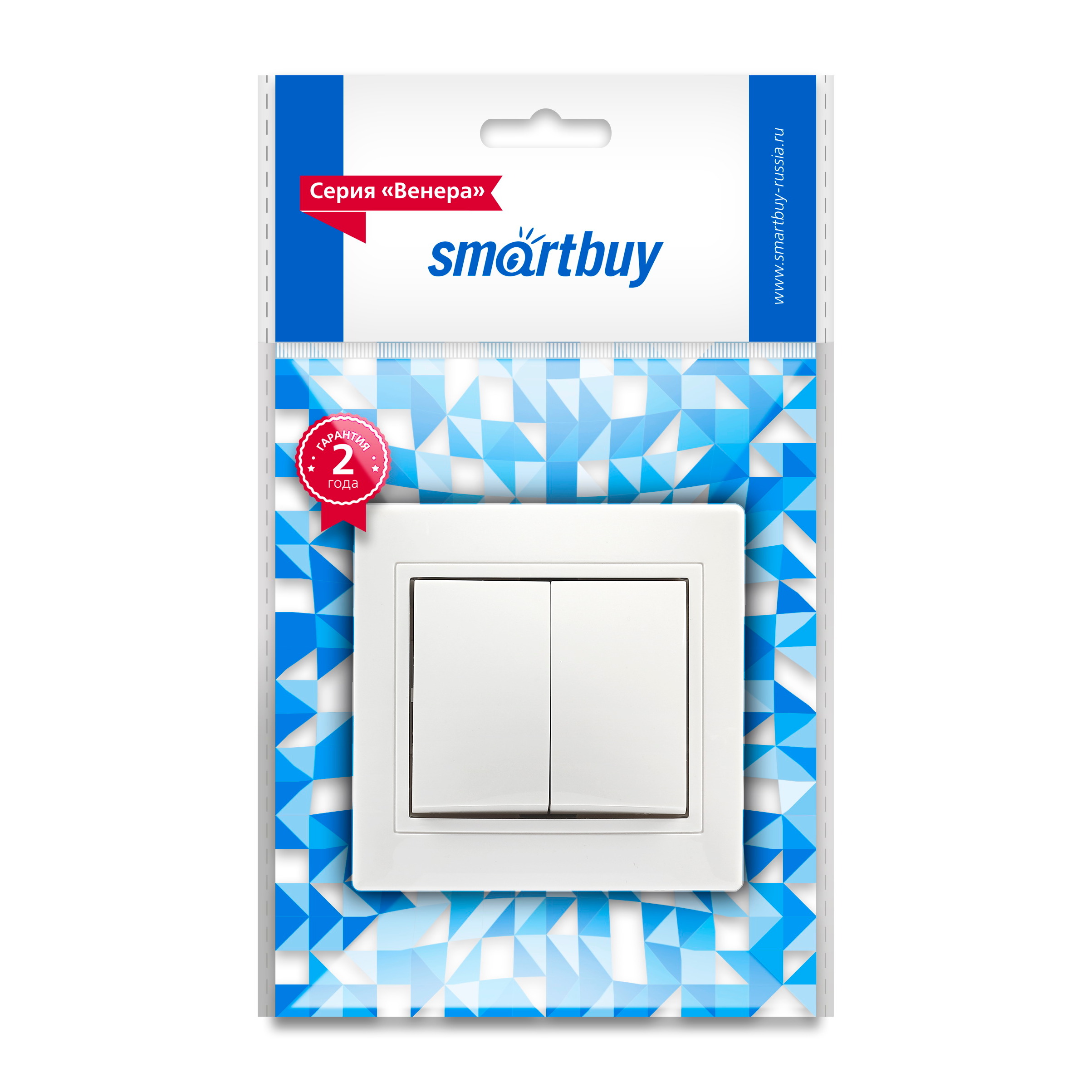 Выключатель Smartbuy Венера, двухклавишный, скрытой установки, цвет ...